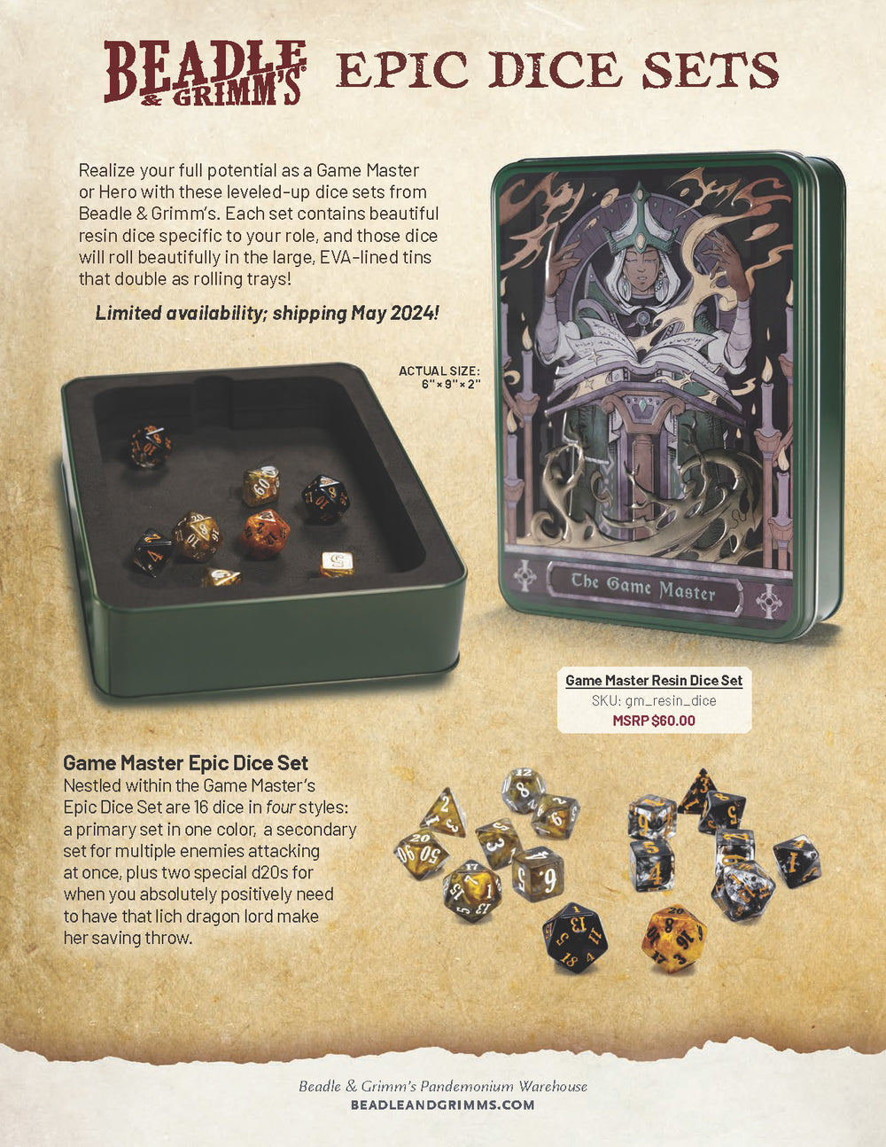 Epic Character Class Dice Set: The Game Master – Beadle & Grimm's ...
